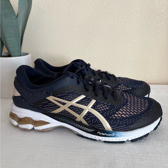 Asics | Shoes | Asics Flyte Foam Midnight Blue And Gold Athletic ...